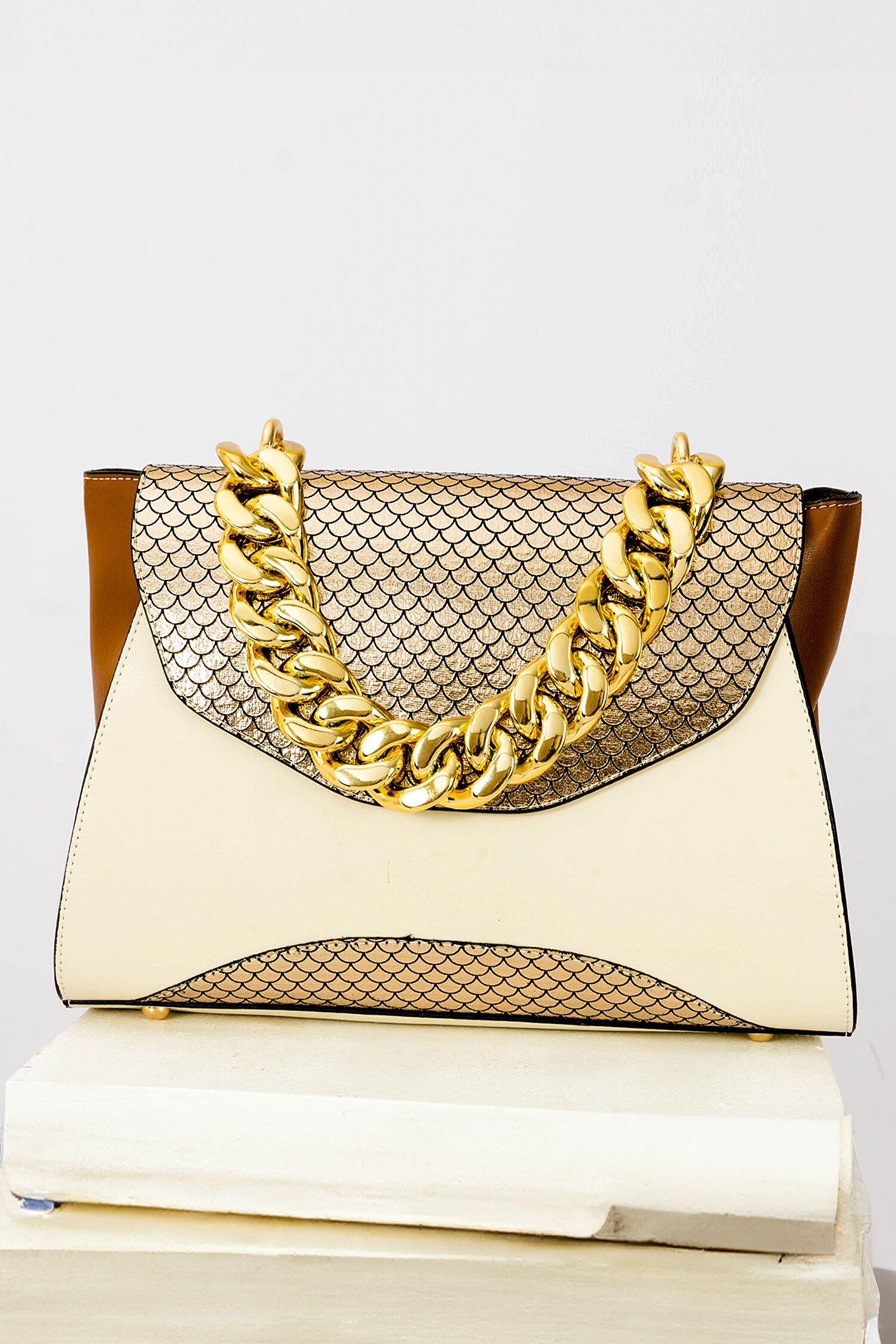 Buy Cream Scalloped Pattern Hand Bag by THE NICHE LABEL Online at Aza ...