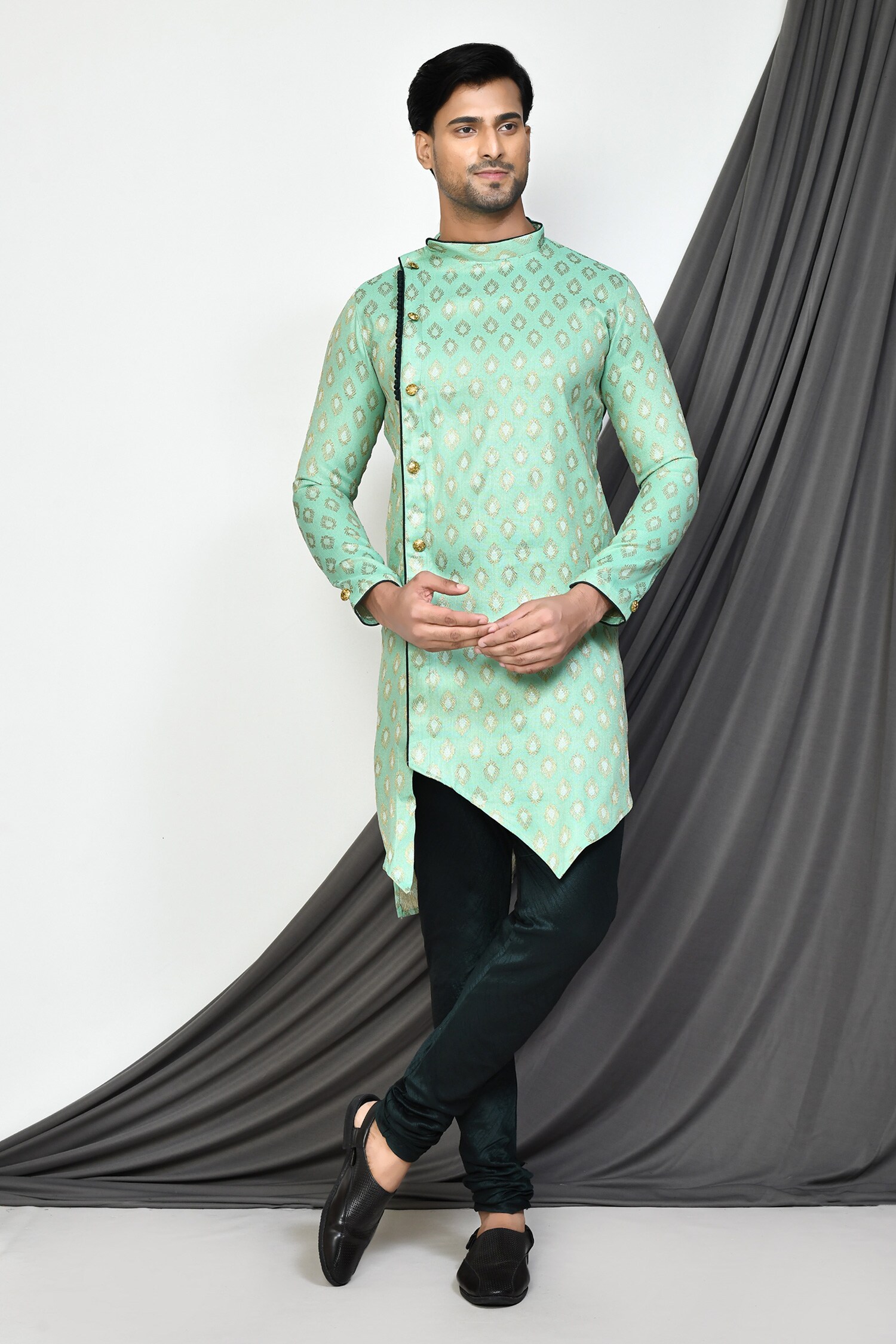 Buy Green Jacquard Woven Diamond Kurta For Men by Arihant Rai Sinha ...