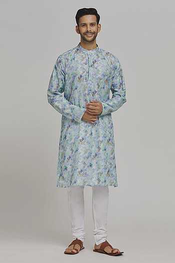 Buy Multi Color Cotton Printed Phoolwan Embroidered Kurta And Churidar ...