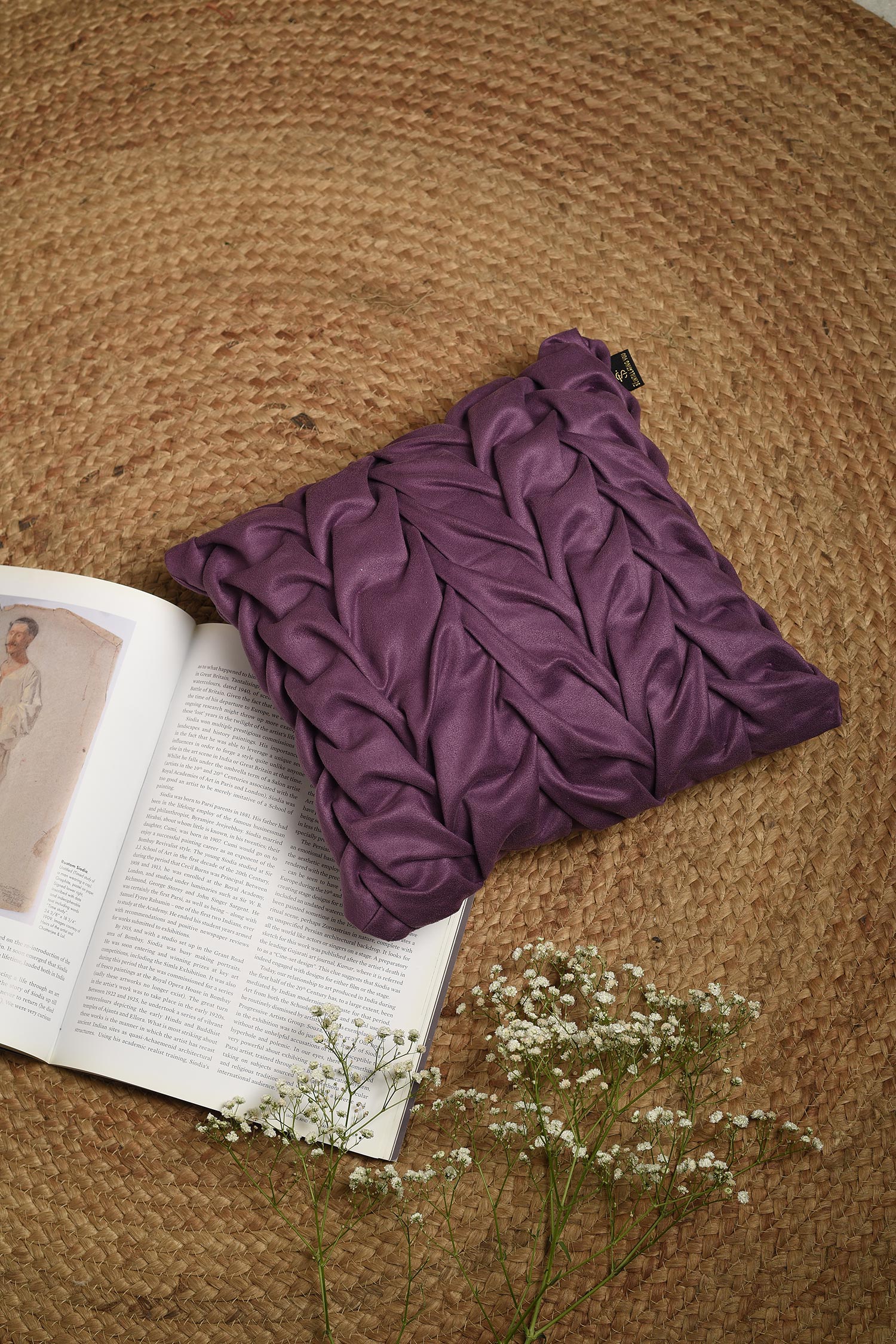 Buy Purple Polyester Smocked Cushion Cover by Solasta Online at Aza ...