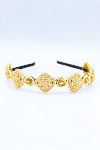 Buy Gold Beads Diamond Bloom Embellished Hair Band by Foot Fuel Online ...