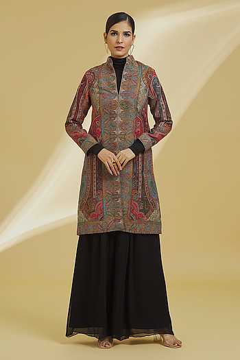Buy Multi Color Cotton Blend Woven Mughal Paisley Pattern Jamawar ...