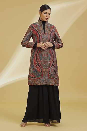 Buy Multi Color Cotton Blend Woven Paisley Mughal Pattern Jamawar ...