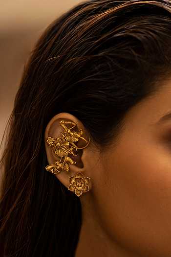 Buy Gold Plated Dancing Soul Carved Ear Cuffs by AK-OK Online at Aza ...