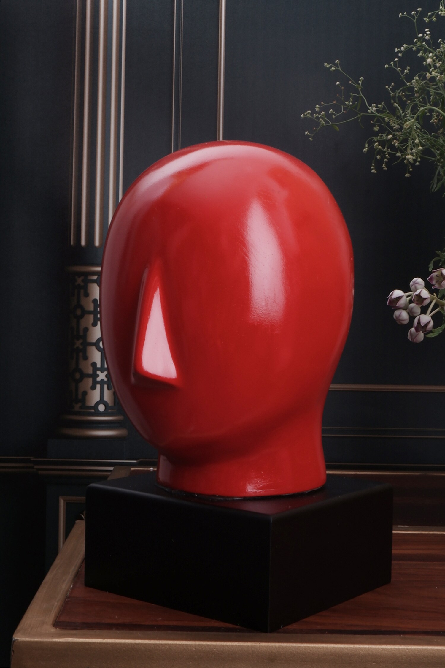 THE WHITE INK DECOR Red Poly Resin Carved Work Modern Art Figurine ...