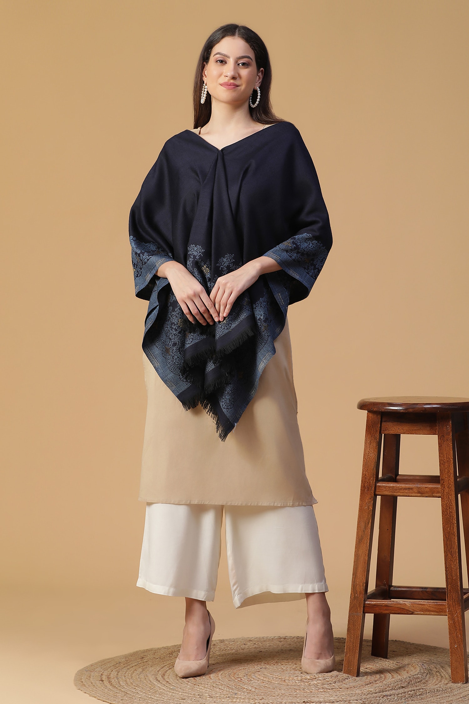 Buy Blue Woven Daphne Woolen Shawl by SHINGORA Online at Aza Fashions.