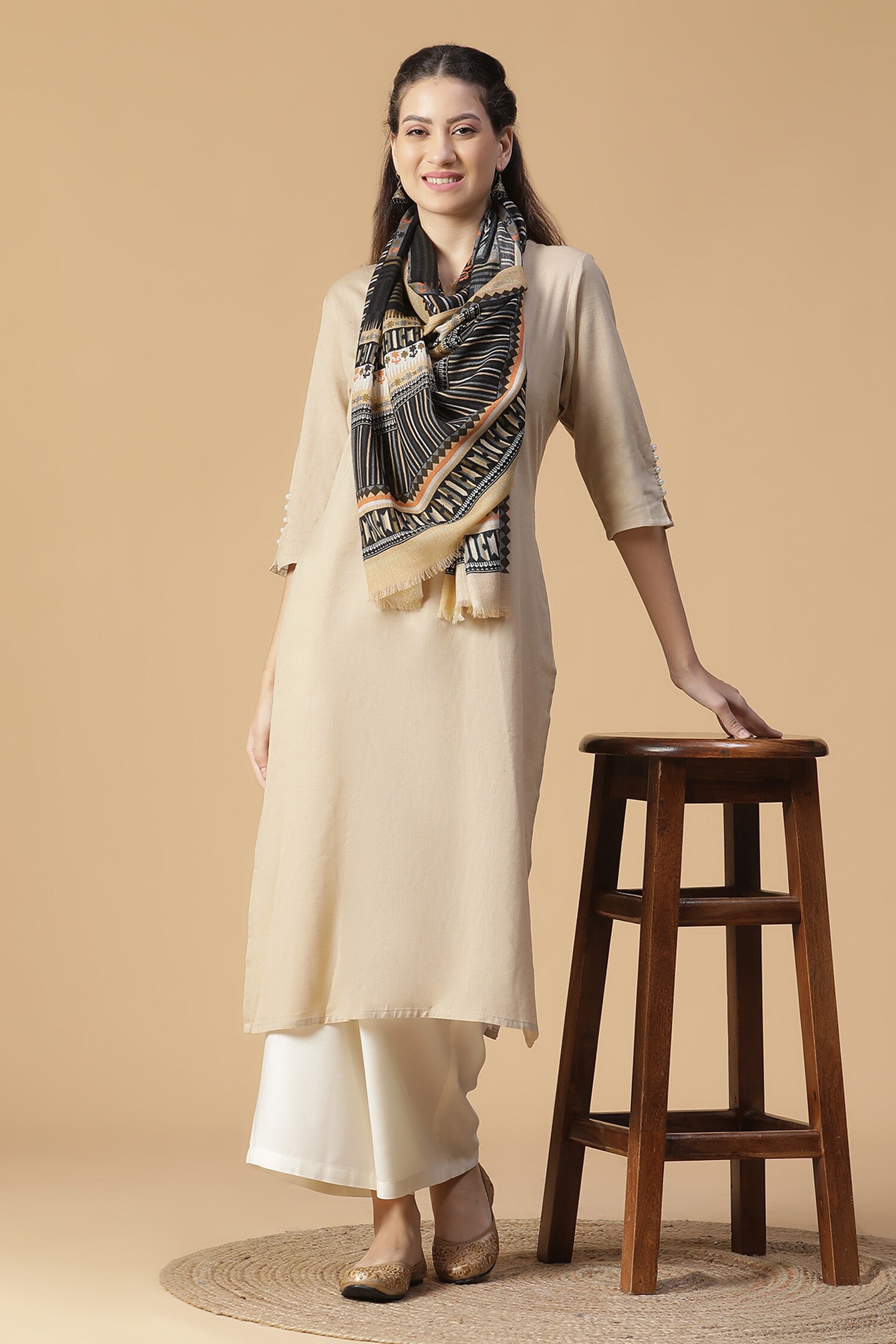 Buy Black Print Achyut Abstract Stole by SHINGORA Online at Aza Fashions.