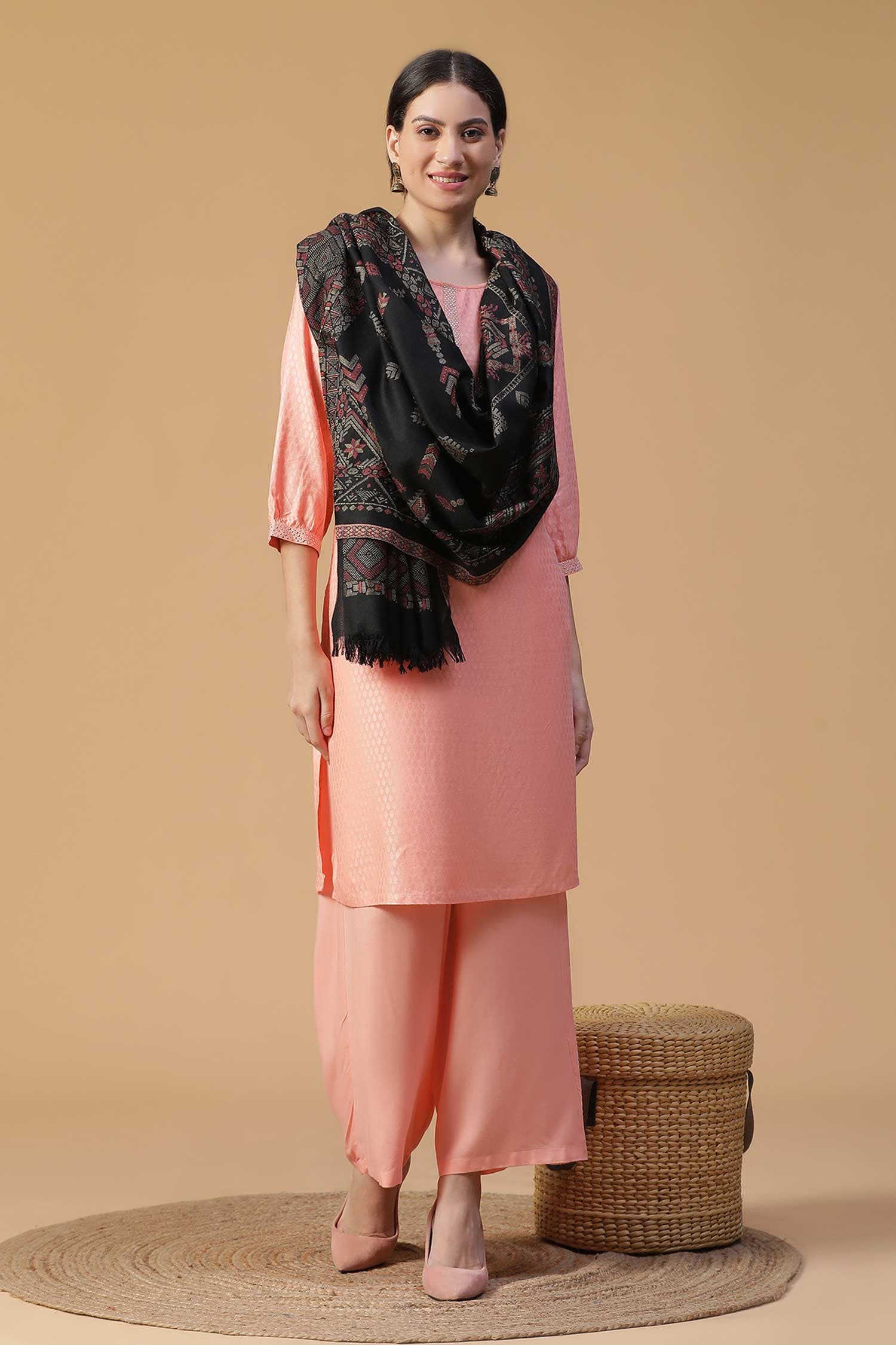 Buy Black Siya Wool Woven Stole by SHINGORA Online at Aza Fashions.
