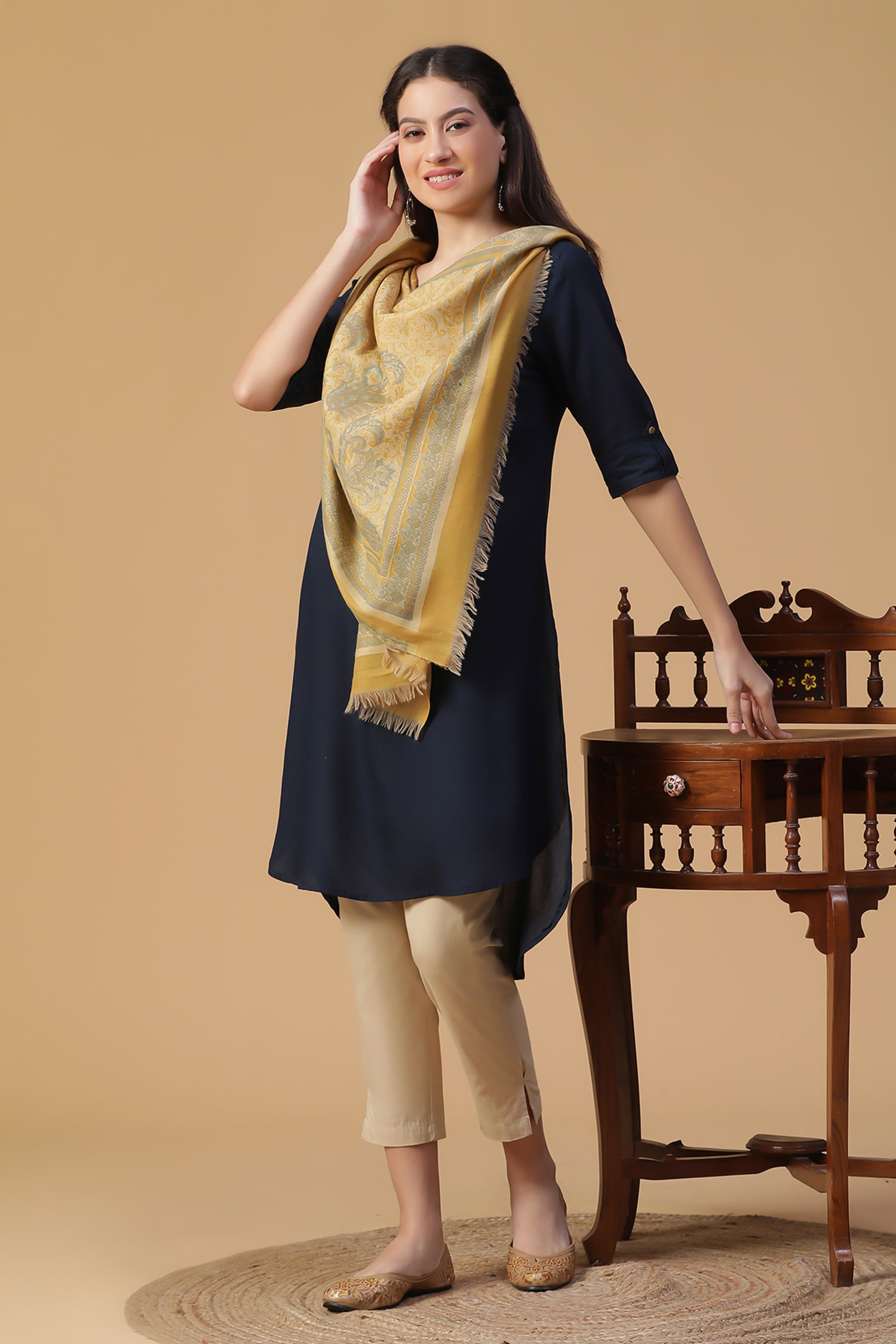 Buy Yellow Ozza Woven Paisley Pattern Stole by SHINGORA Online at Aza ...