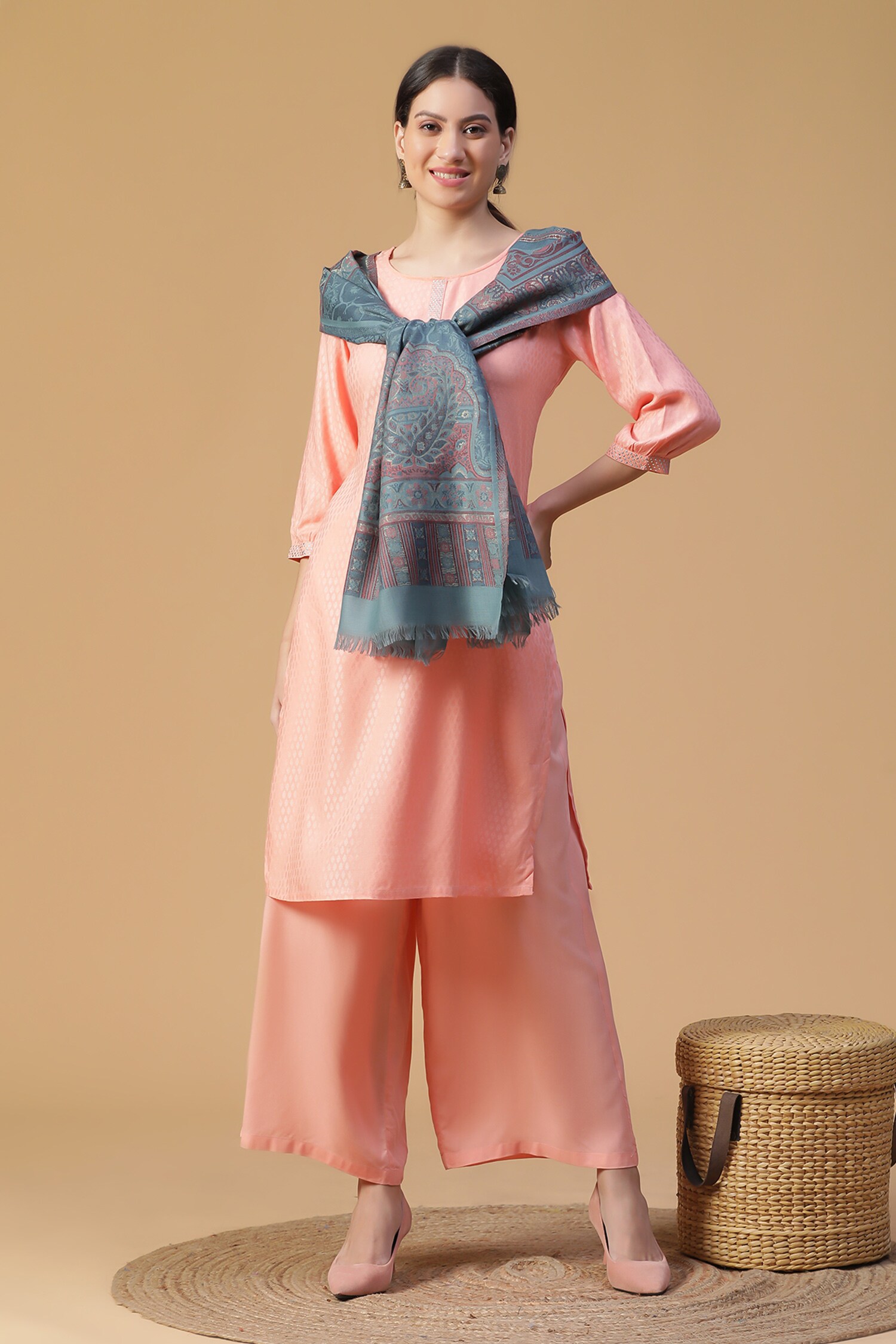 Buy Blue Sarah Paisley Pattern Wool Stole by SHINGORA Online at Aza ...