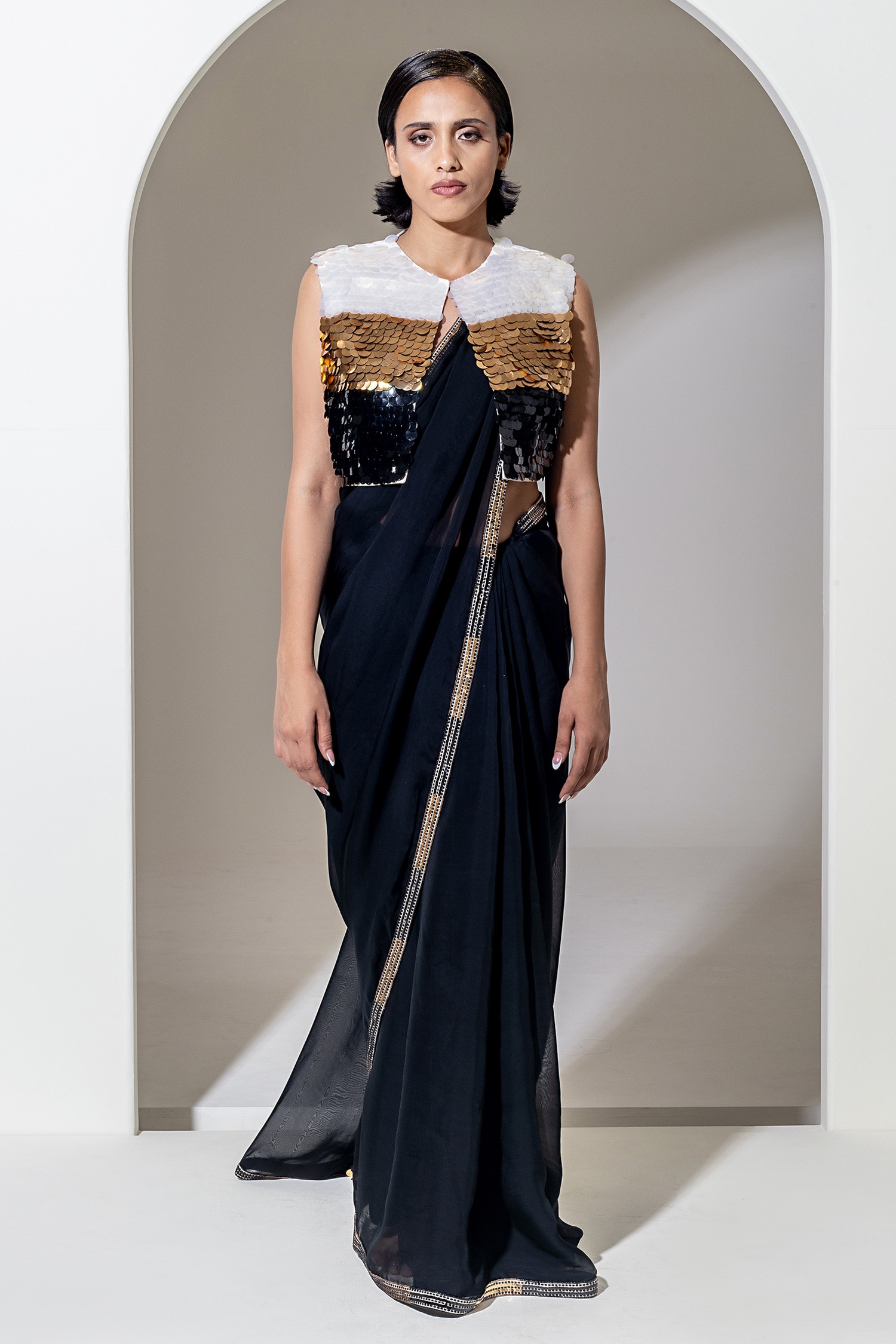 Buy Black 100% Handwoven Cotton Embroidered Round Sequin Hand Jacket ...