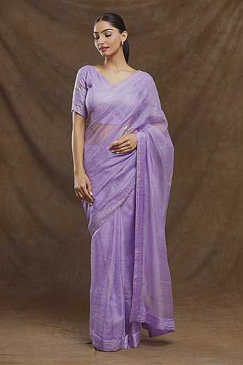 Buy Purple Pure Kota Silk Embroidered Kaamdani Mukaish Saree For Women ...