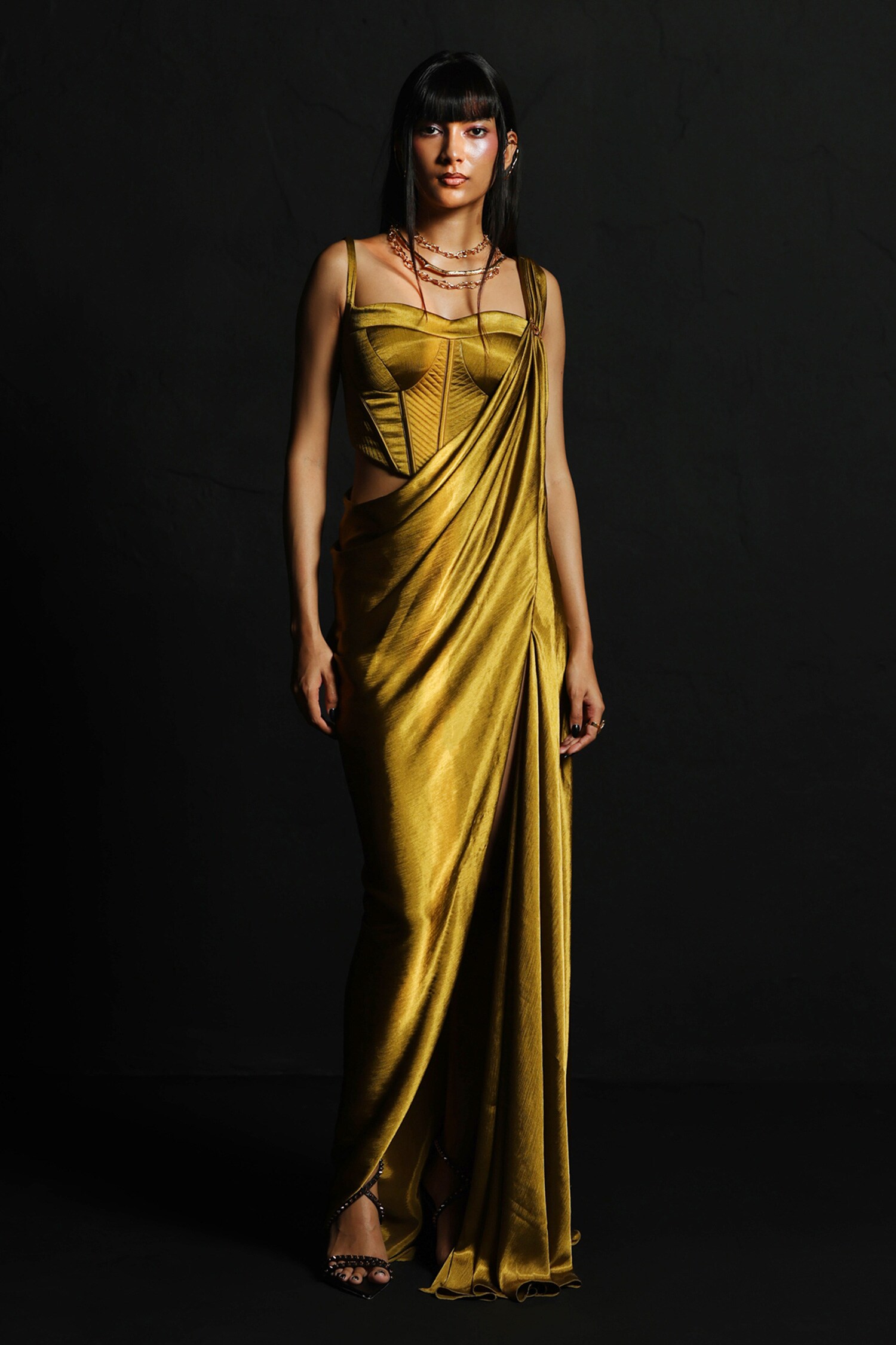 Buy Woven Rinesa High Slit Pre-draped Saree For Women by Zwaan Online ...