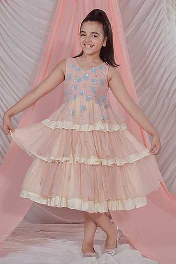 Buy Pink Vortex Embellished Sequins Alessia 3d Iris Fleur Dress For ...