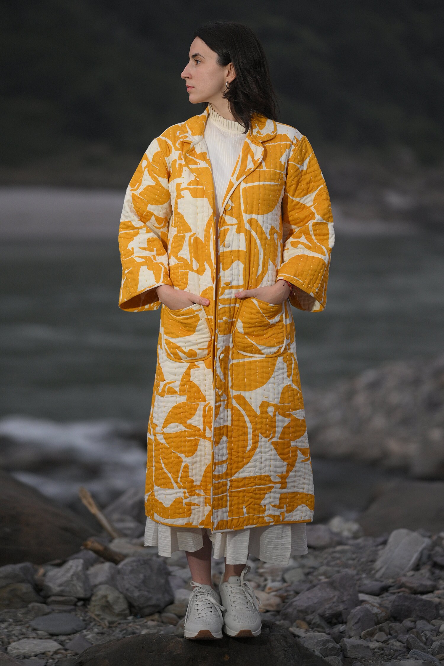 Buy Yellow Azo Free Dyed Handwoven Cotton Embroidered Peedi Ben Jacket ...