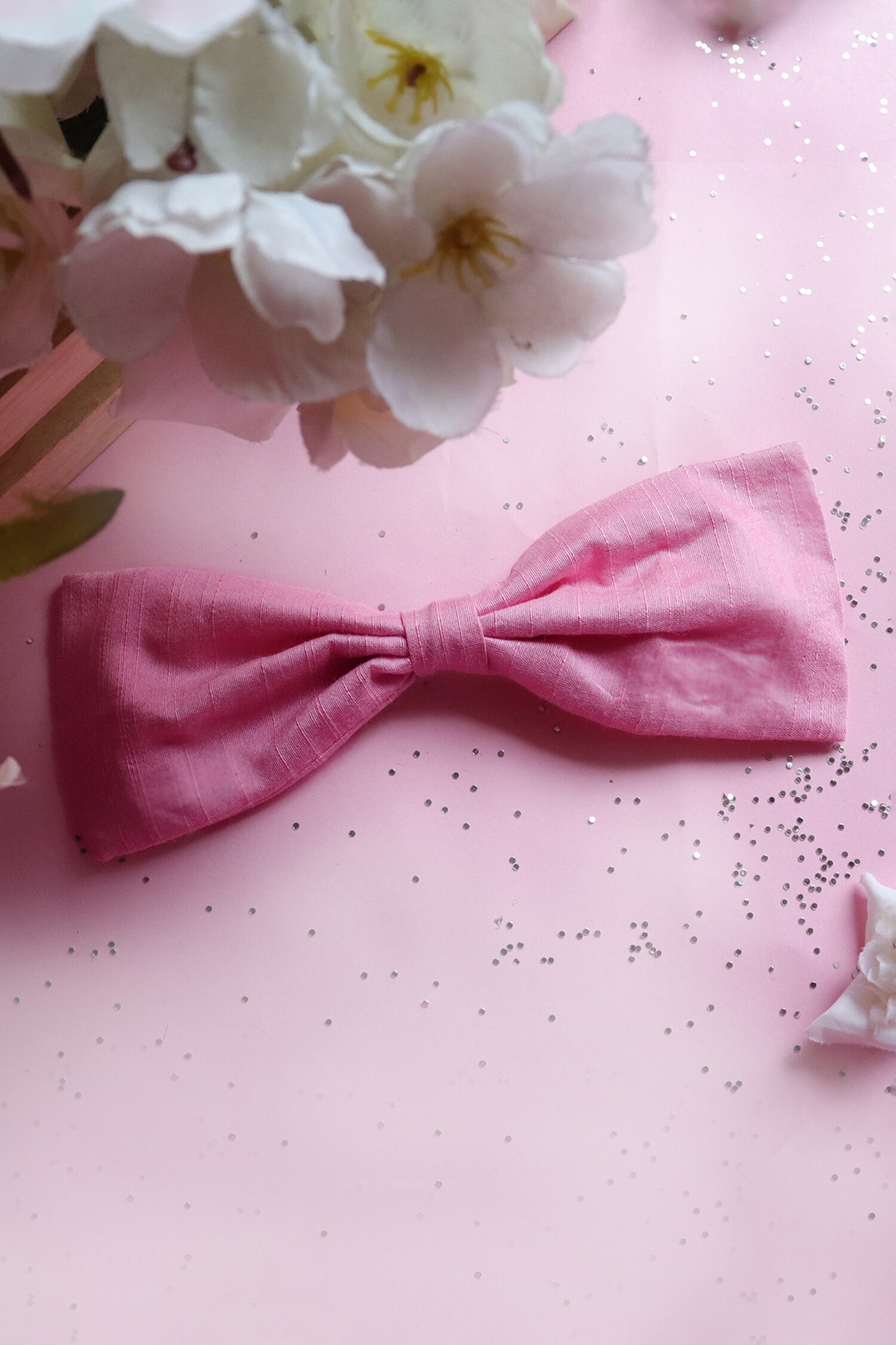 Buy Pink Alice Cotton Silk Hair Bow by Soho Boho Studio by Aarti Thakur ...