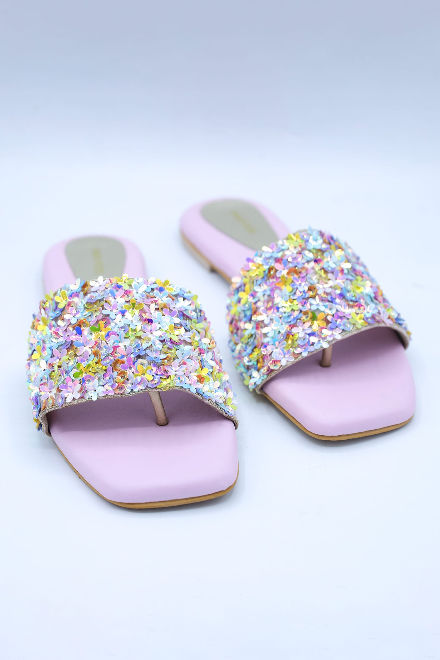 Buy Purple Embellished Pyaari Flower Sequin Flats by Foot Fuel Online ...