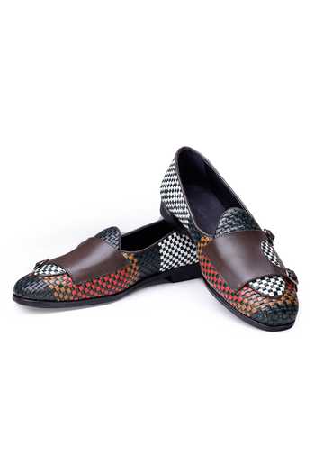 Buy Multi Color Textured Sabaro Interwoven Shoes For Men by SHUTIQ ...
