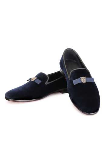 Buy Blue Embellished Sasha Metal Shoes For Men by SHUTIQ Online at Aza ...