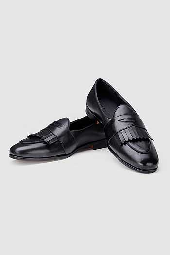 Buy Black Abete Coal Leather Shoes For Men by SHUTIQ Online at Aza ...