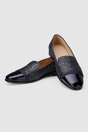 Buy Black Alfari Coal Shimmer Shoes For Men by SHUTIQ Online at Aza ...
