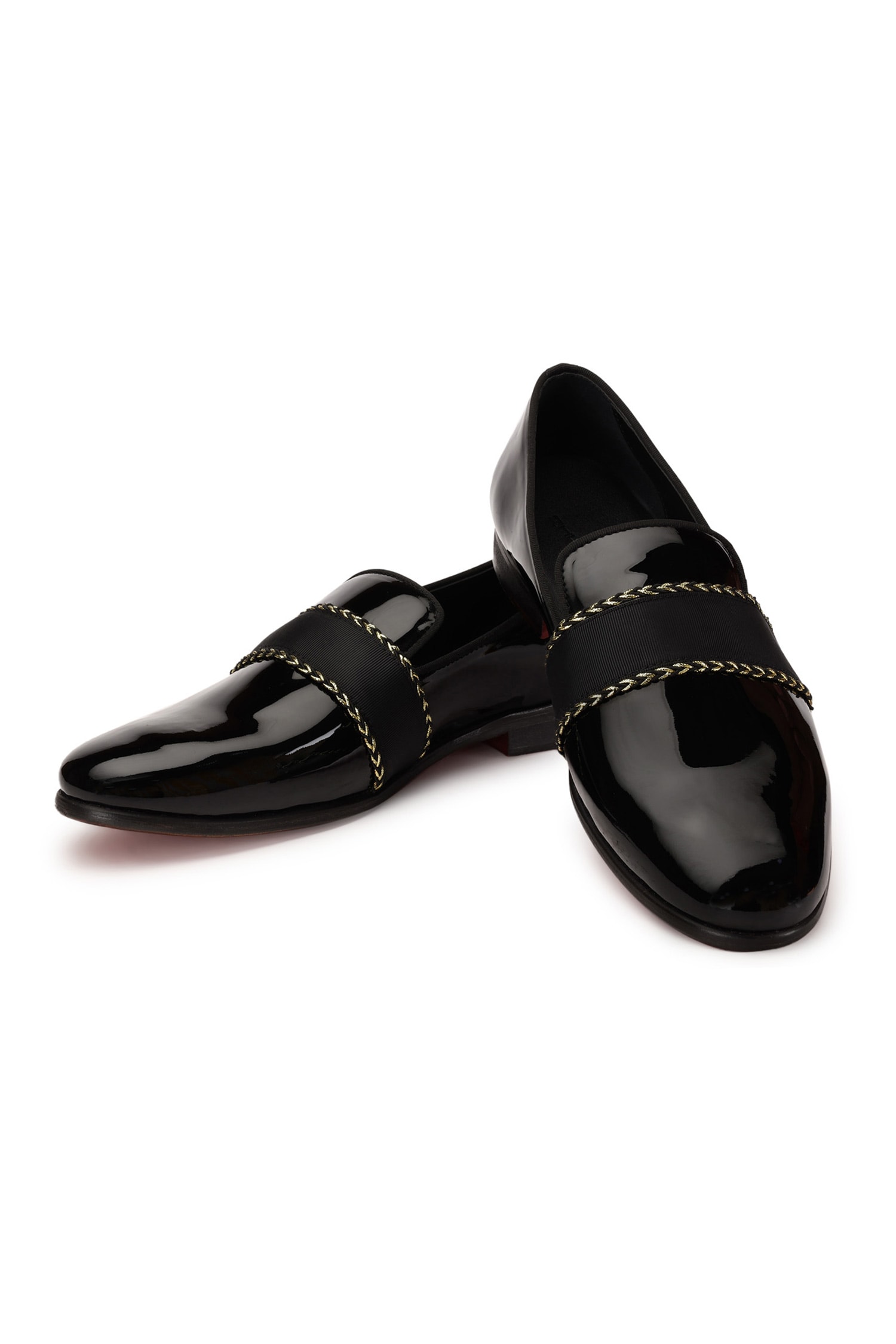 Buy Black Embroidered Auric Cummerbund Leather Shoes For Men by SHUTIQ ...