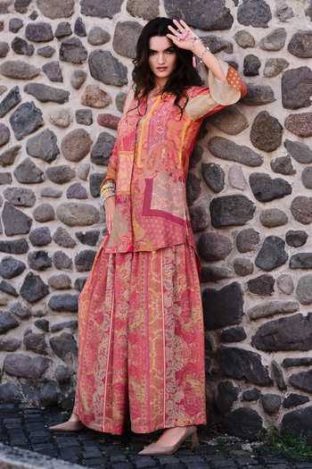 Buy Pink Viscose Woven Muslin Printed Paisley Pattern Shirt And Pant ...