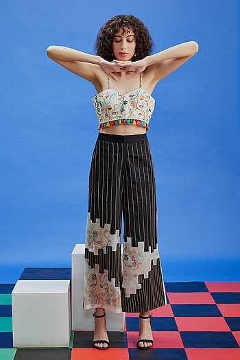 Buy Ivory Dupion Embroidered Bead Sweetheart Abstract Thread Corset For ...