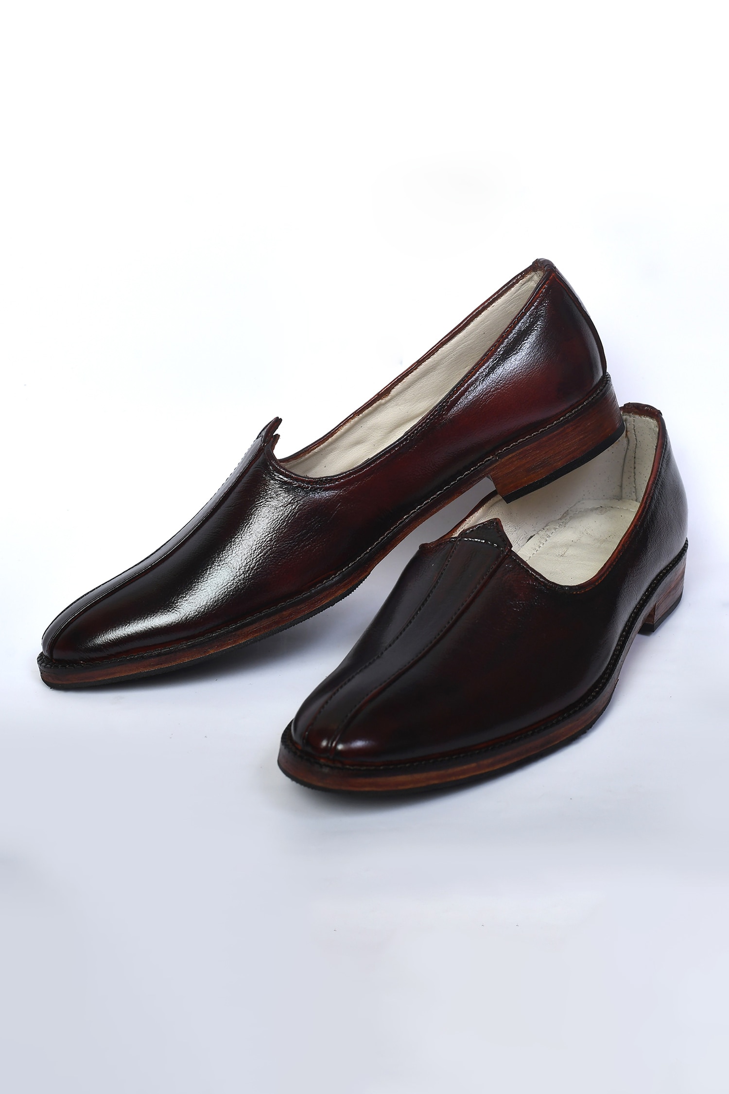 Buy Brown Leather Slip On Shoes For Men by Arihant Rai Sinha Online at ...