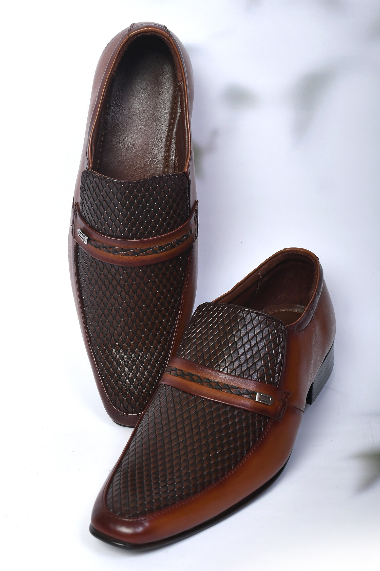 Buy Brown Textured Weave Pattern Shoes For Men by Arihant Rai Sinha ...
