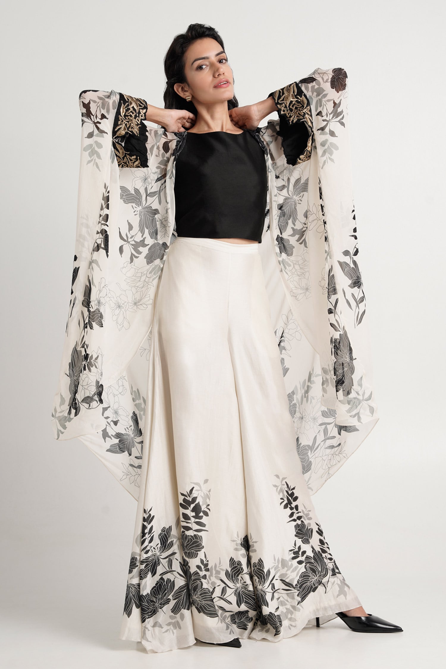 Buy White 80% Cotton 20% Silk (handloom Lucy Floral Pattern Jacket For ...