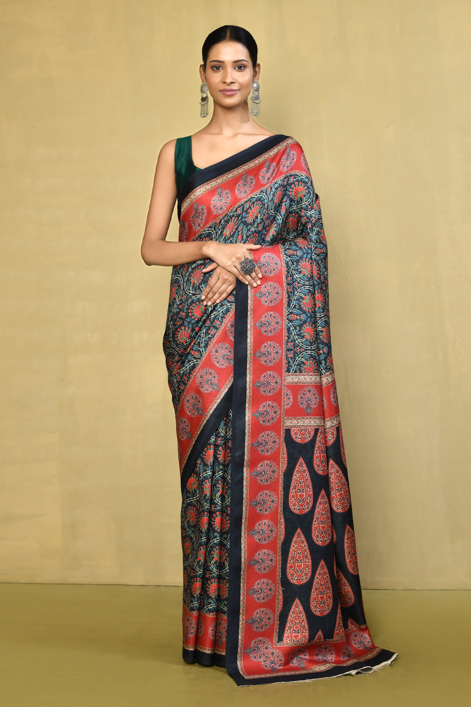 Buy Multi Color Pashmina Printed Floral Vine And Vintage Saree & Shawl ...