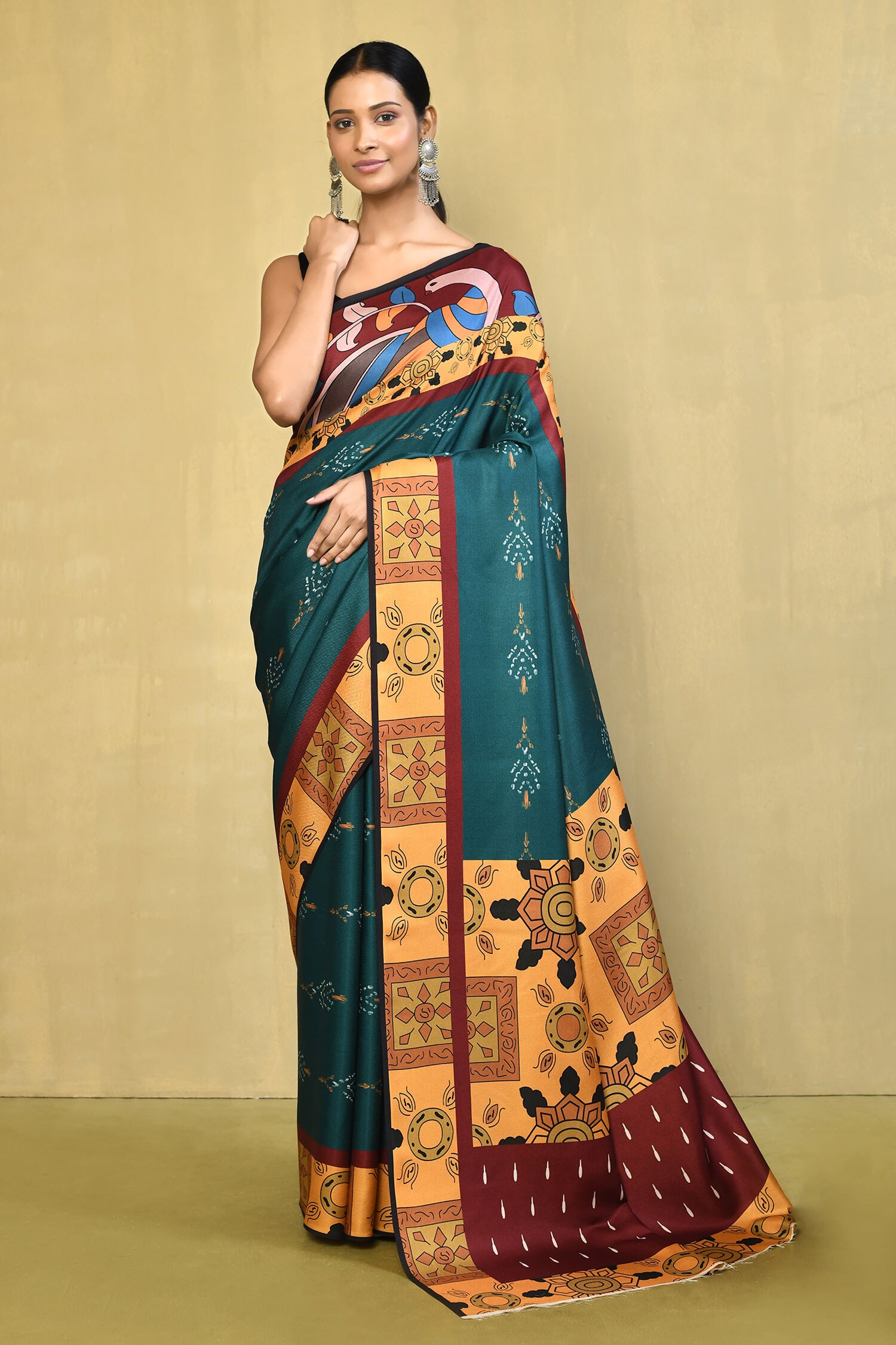 Buy Multi Color Pashmina Printed Tribal And Geometric Jaal Saree ...