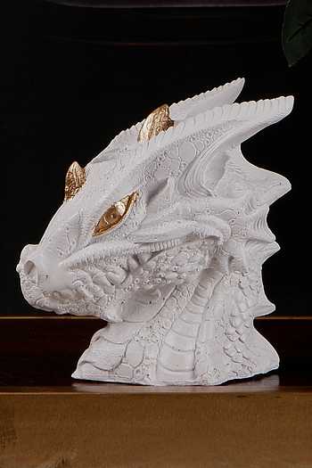 THE WHITE INK DECOR White Poly Resin Plain Feng Shui Prosperity Solid ...