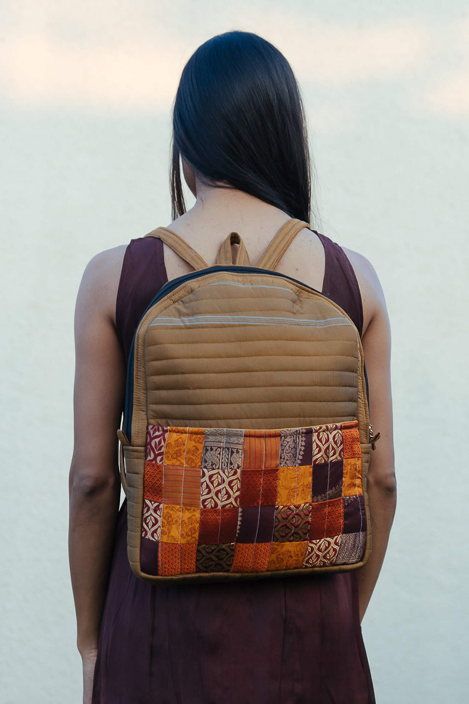 Buy Brown Godhadi Patchwork Kaushiki Backpack by Riti Online at Aza ...