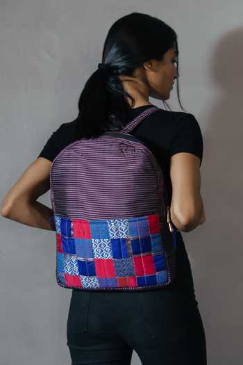 Buy Purple Godhadi Patchwork Kaushiki Vintage Petite Backpack by Riti ...