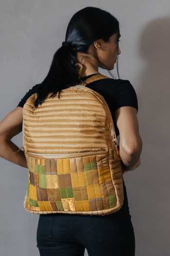 Buy Beige Godhadi Patchwork Reshma Backpack by Riti Online at Aza Fashions.