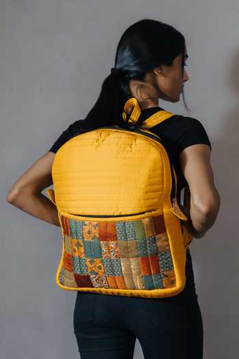 Buy Yellow Godhadi Patchwork Reshma Grande Backpack by Riti Online at ...
