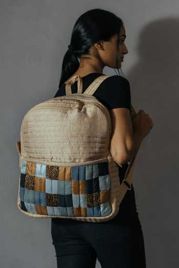 Buy Off White Godhadi Patchwork Reshma Grande Preloved Backpack by Riti ...