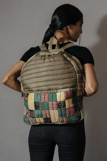 Buy Grey Godhadi Patchwork Reshma Grande Backpack by Riti Online at Aza ...