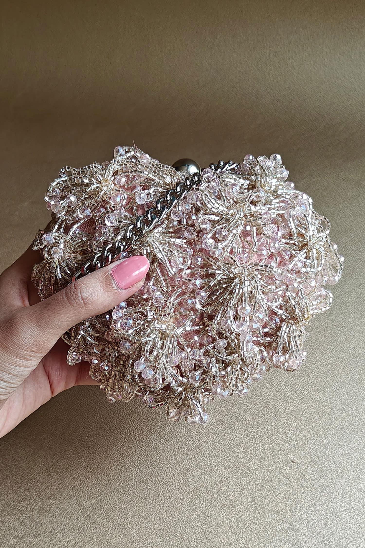 Buy Pink Embellished Bead Tassel Micro Heart Bag by Plode Online at Aza ...