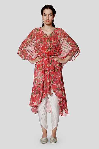 Buy Coral Kaftan- Georgette Printed Elsa Formal And Tulip Pant Set For ...