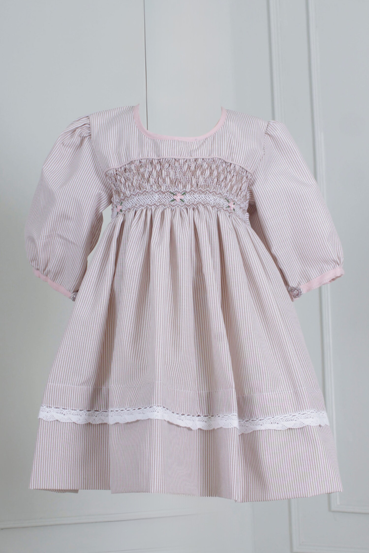 Buy Beige 100% With Lining Striped Pattern Dress For Girls by BABY BARN ...