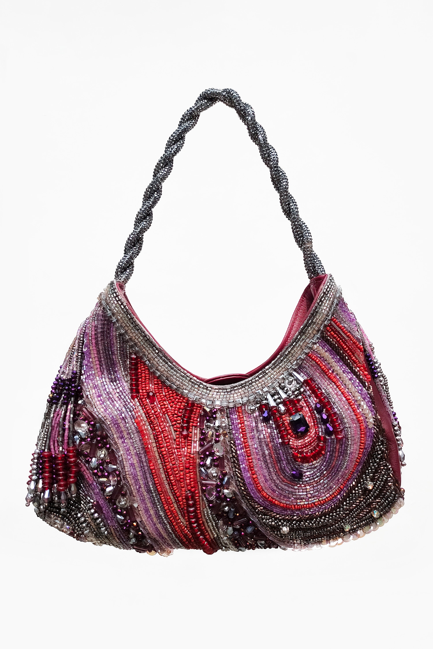 Buy Red Crystal Agate Radiance Embellished Bag by Born Flash Online at ...