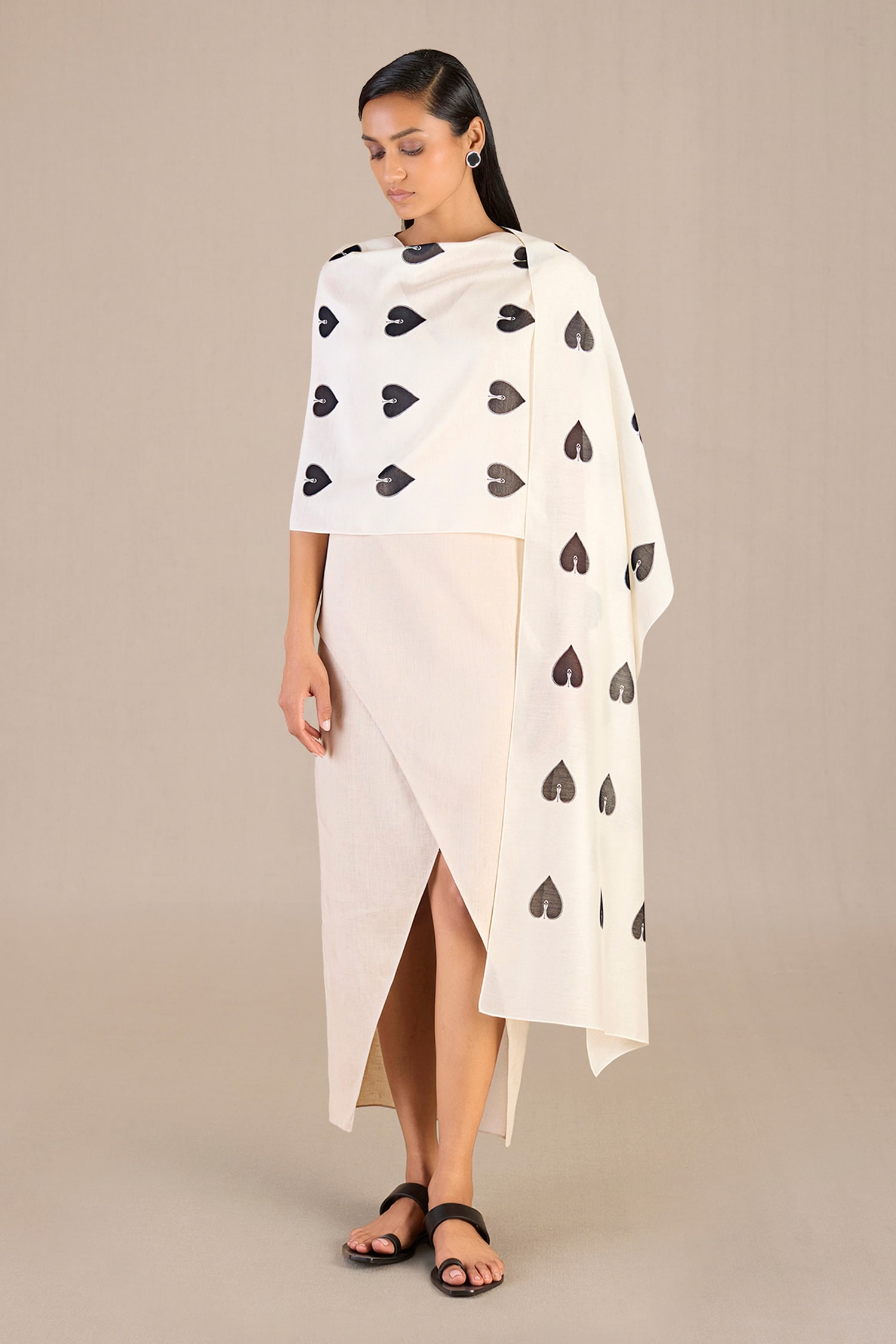 Buy Ivory Spade Motif Uma Print Scarf by AMPM Online at Aza Fashions.