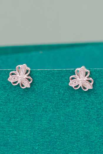 Buy Silver Plated Cubic Zirconia Embellished Bloom Cut Work Stud ...