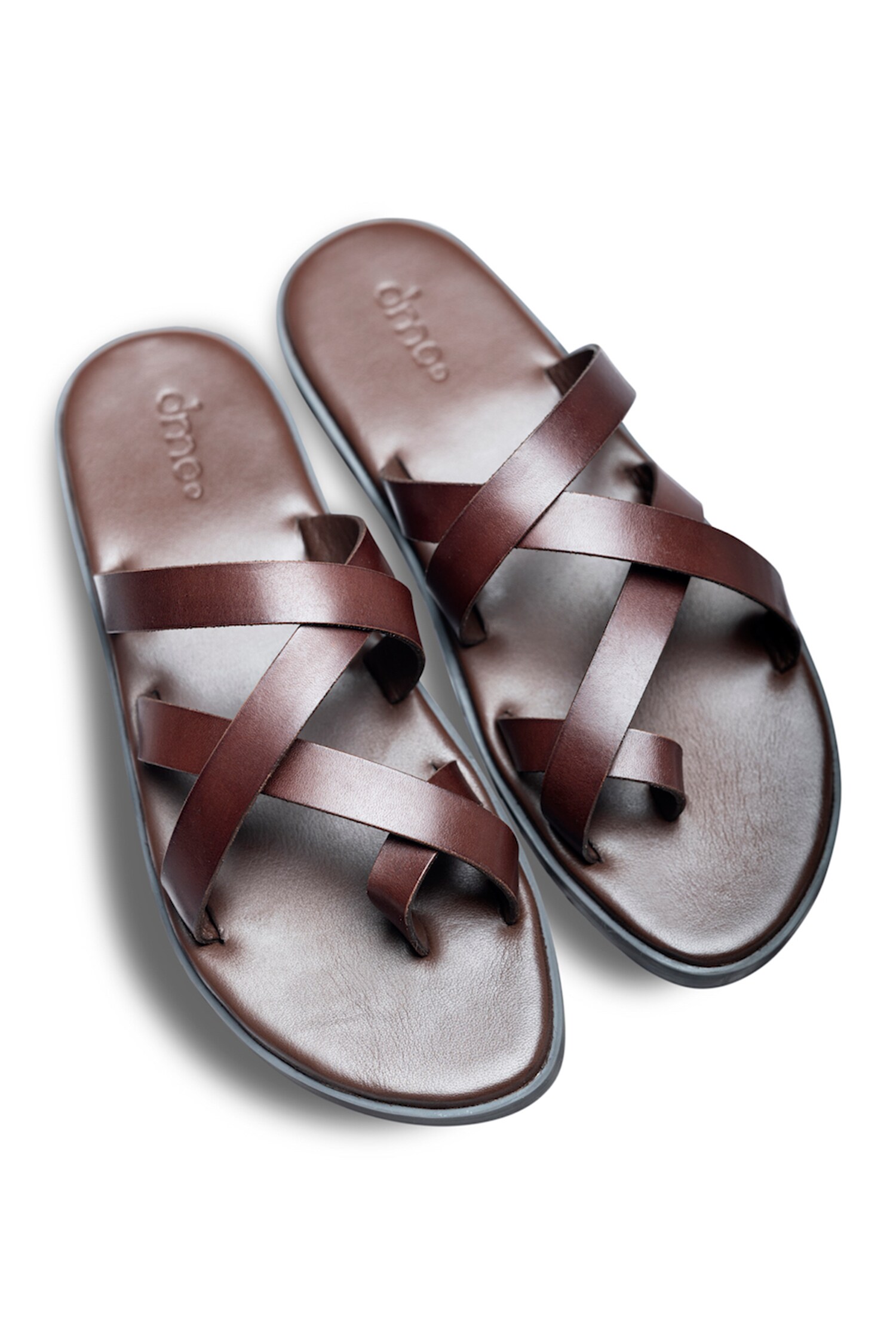 Buy Brown Pelle Chocro Leather Multi Strap Sliders For Men by Dmodot ...
