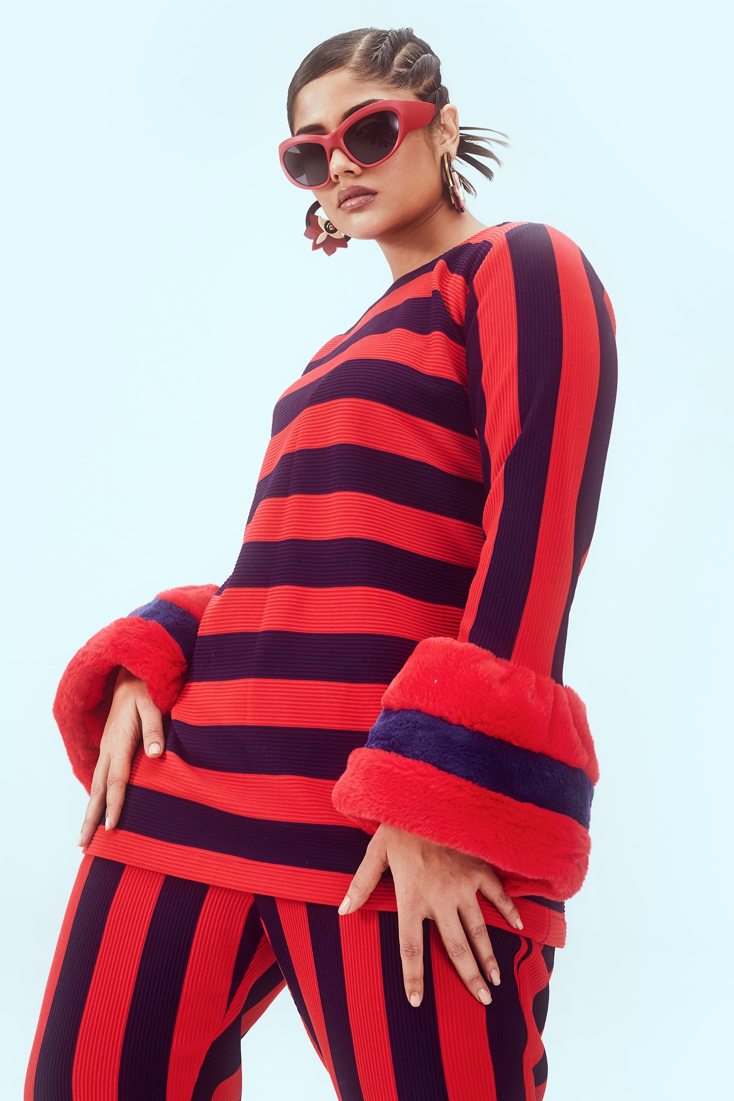 Buy Red Stripe Pattern Closed Neck Top For Women by Mai Tai Online at ...