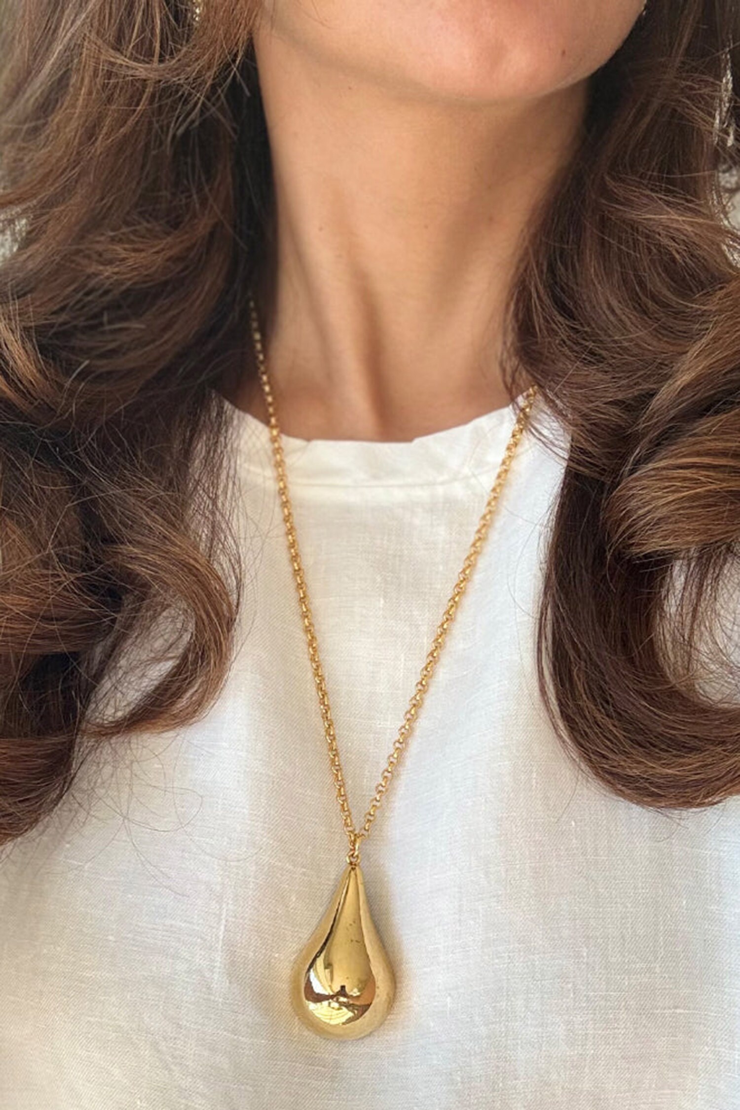 Buy Gold Plated Drop Shaped Pendant Necklace by MNSH Online at Aza ...