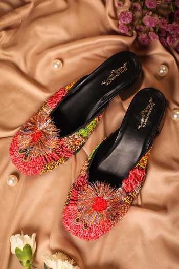 Buy Multi Color Thread Inaayat Embroidered Mule Heels by 5Elements ...